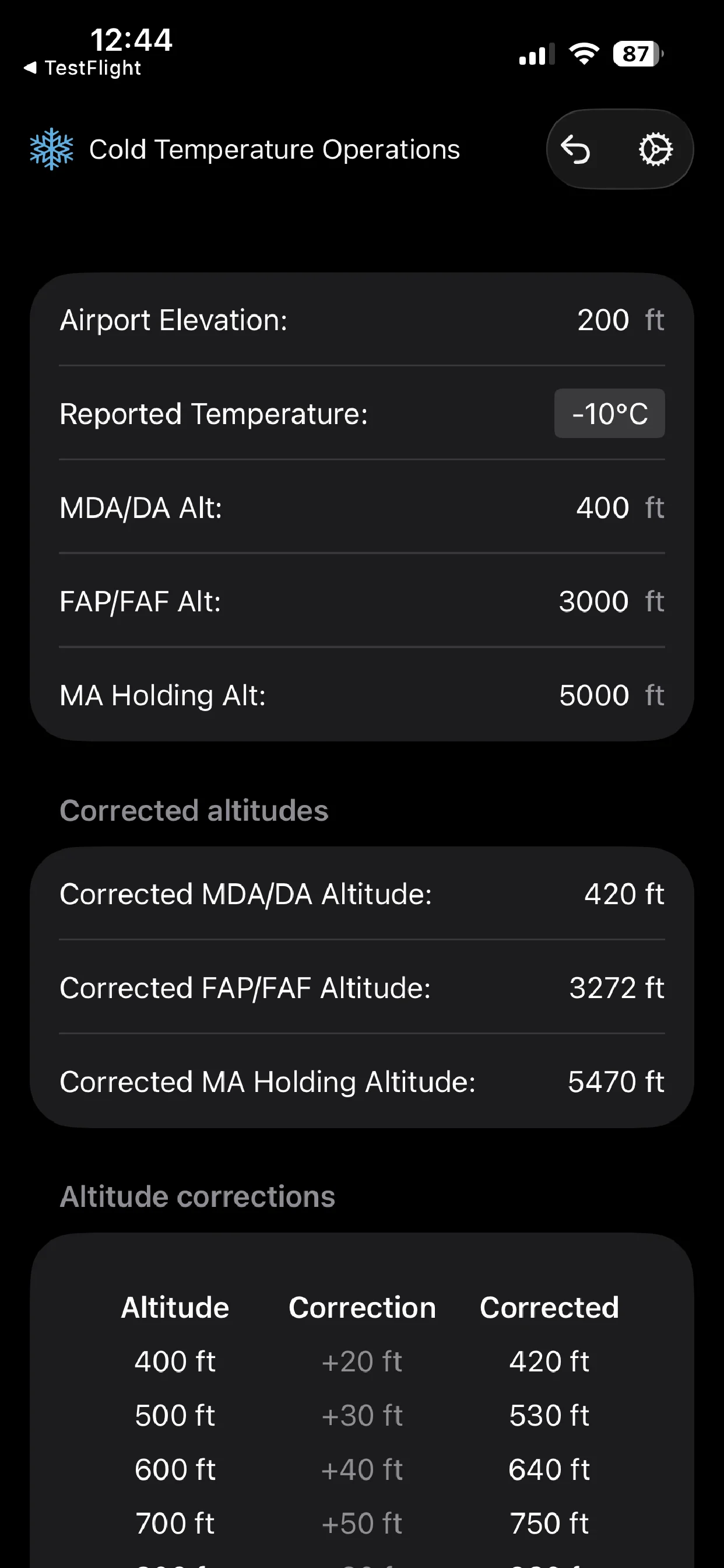 Cold Temperature Operations - Aviation Calculator - Apptastic