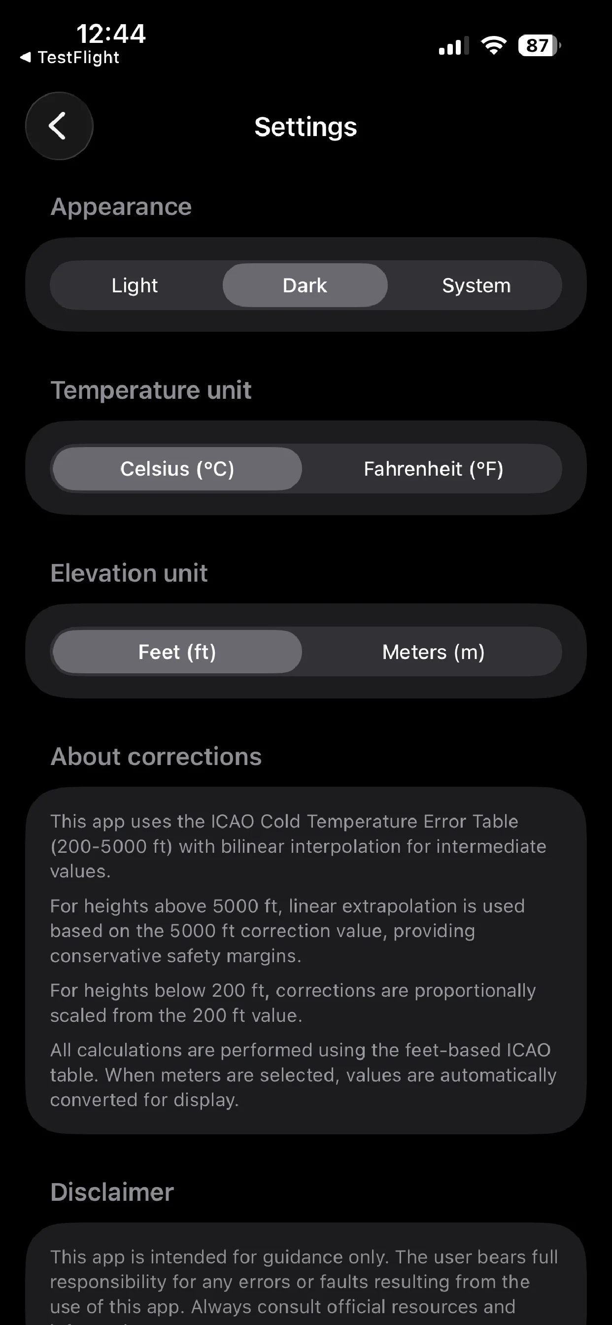 Cold Temperature Operations - Aviation Calculator - Apptastic
